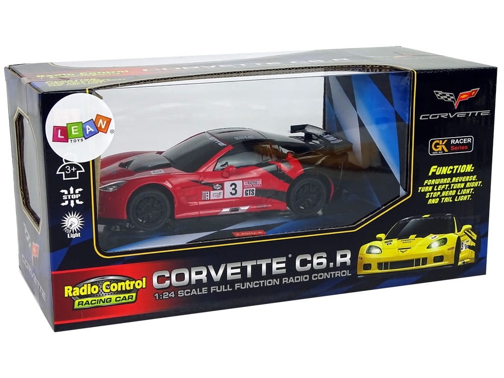 SAMOCHÓD SPORTOWY WYŚCIGOWY RC 1:24 CORVETTE C6.R CZERWONY - ZDALNIE ...