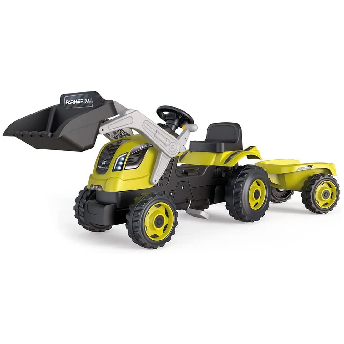 SMOBY TRAKTOR FARMER MAX Z ŁYŻKĄ I PRZYCZEPĄ ZIELONY 710132 - TRAKTORY ...