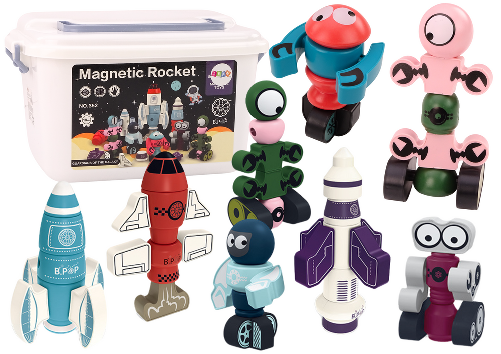 Klocki Magnetyczne Kosmos Rakieta Zestaw 56 ele. Magnetic Rocket Mix ...